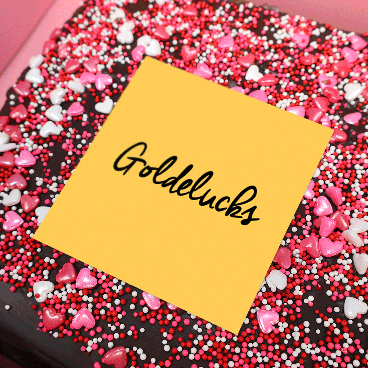 Personalised Pink & Red Loaded Brownie – Goldelucks