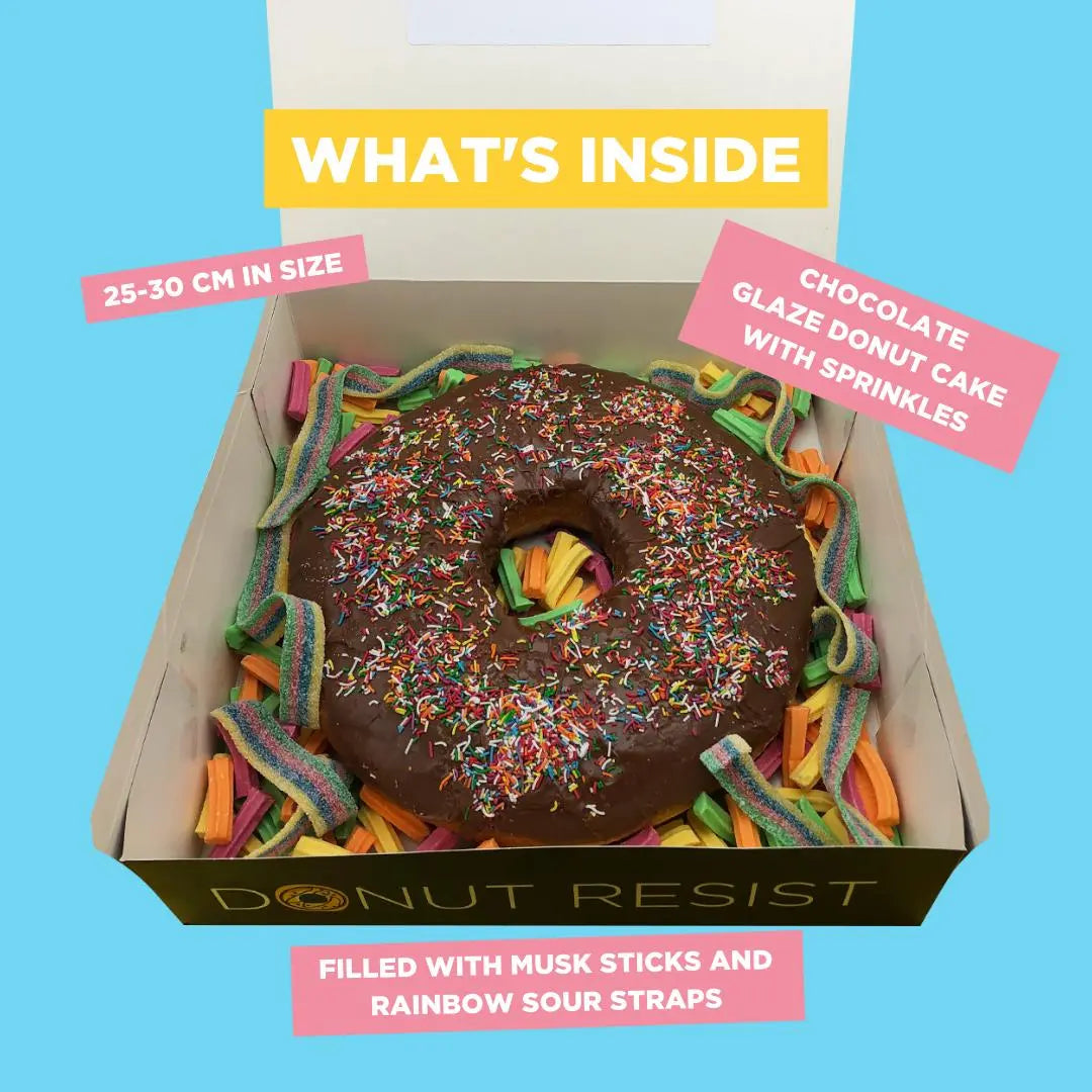 Chocolate Donut Cake with Musk Sticks & Sour Straps - Goldelucks