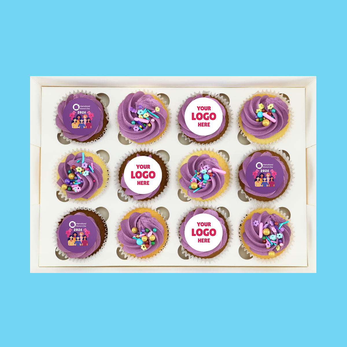 Custom Logo International Women's Day Cupcakes – Goldelucks